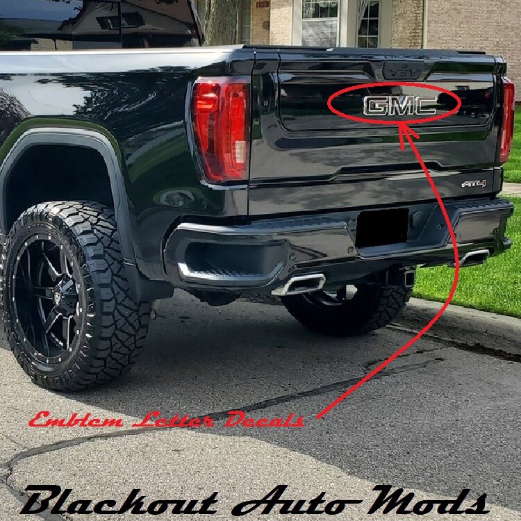 2019-2024 GMC Sierra 1500 Gloss Black Emblem Blackout Overlay Decals ...