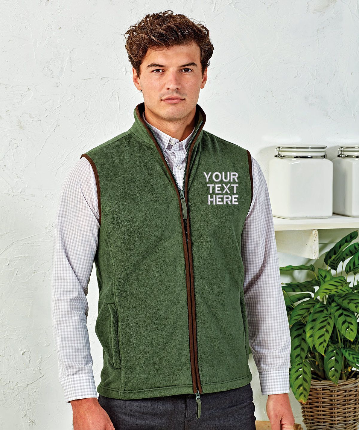 Premier Personalised Embroidered Men's Custom Text Artisan Fleece Gilet ...