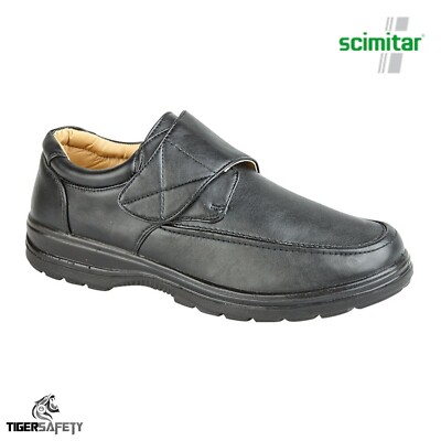 Scimitar M826A Mens Black Leather Touch Fastened Wide Fitting Casual ...