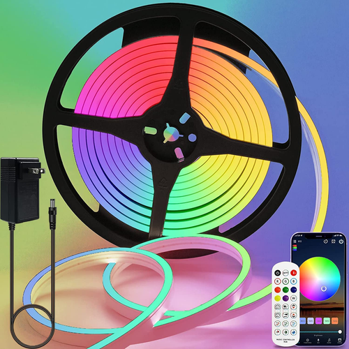 RGB Neon Rope Lights, 16.4Ft Multi Color Changing LED Neon Strip Light ...