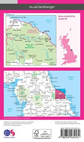 Whitby Esk Dale Map Weatherproof Robin Hoods Bay Ordnance Survey OS ...