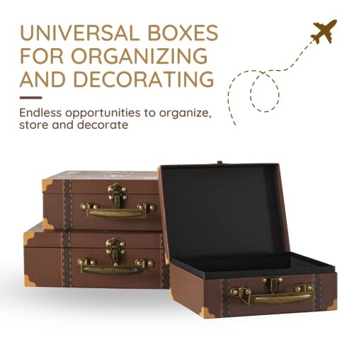 Brown Small Suitcase Boxes (Set of 3) | Paperboard Travel Style ...