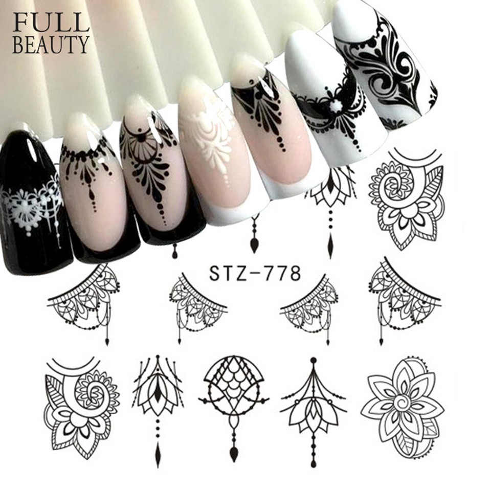 Nail Art Sticker Flower Decals Fancy Design Slider Manicure Nail ...