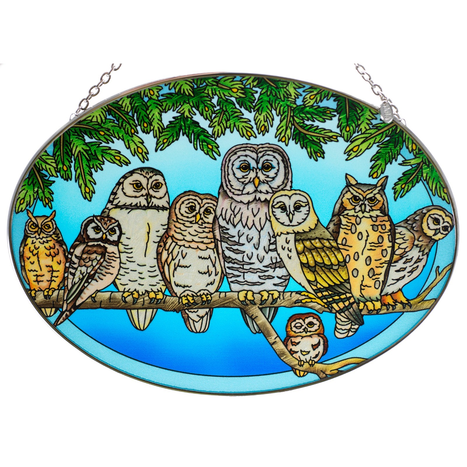 "Owl Night Watch" Suncatcher Hand Painted Glass By AMIA Studios 8.75" x 6.5" | eBay