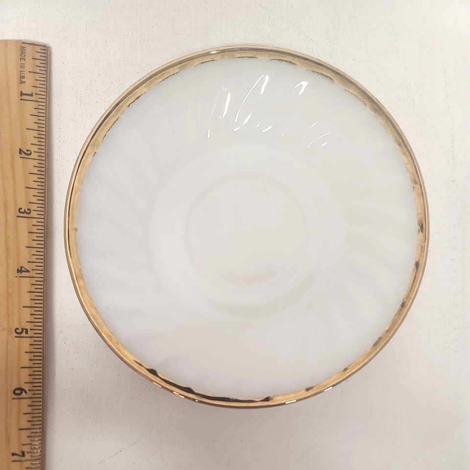 Fire King White Milk Glass Small Round Dessert Plate Gold Rim Serving ...