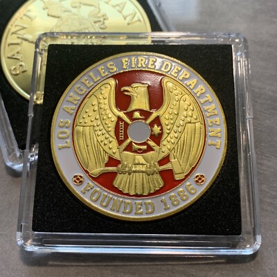 LAFD LOS ANGELES FIRE DEPARTMENT GOLD PLATED FINISH Challenge Coin 40mm ...