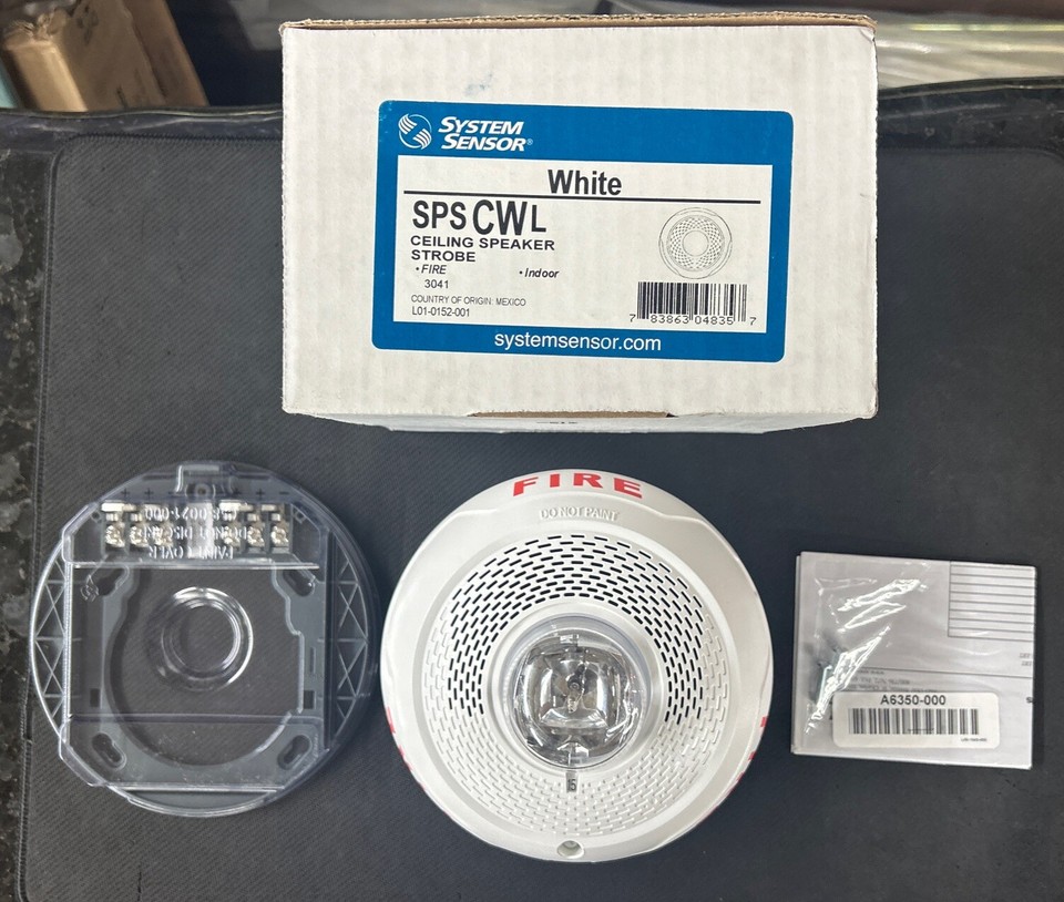 System Sensor SPSCWL Ceiling Mount Speaker Strobe, Clear Lens, White ...