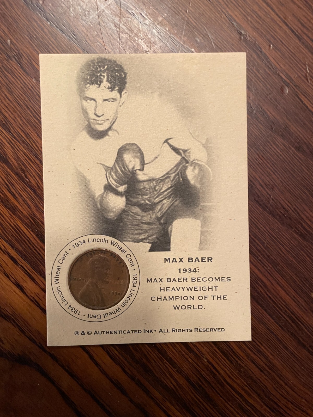 AUTHENTICATED INK MAX BAER BOXING CARD 1934 UNCIRCULATED WHEAT PENNY | eBay