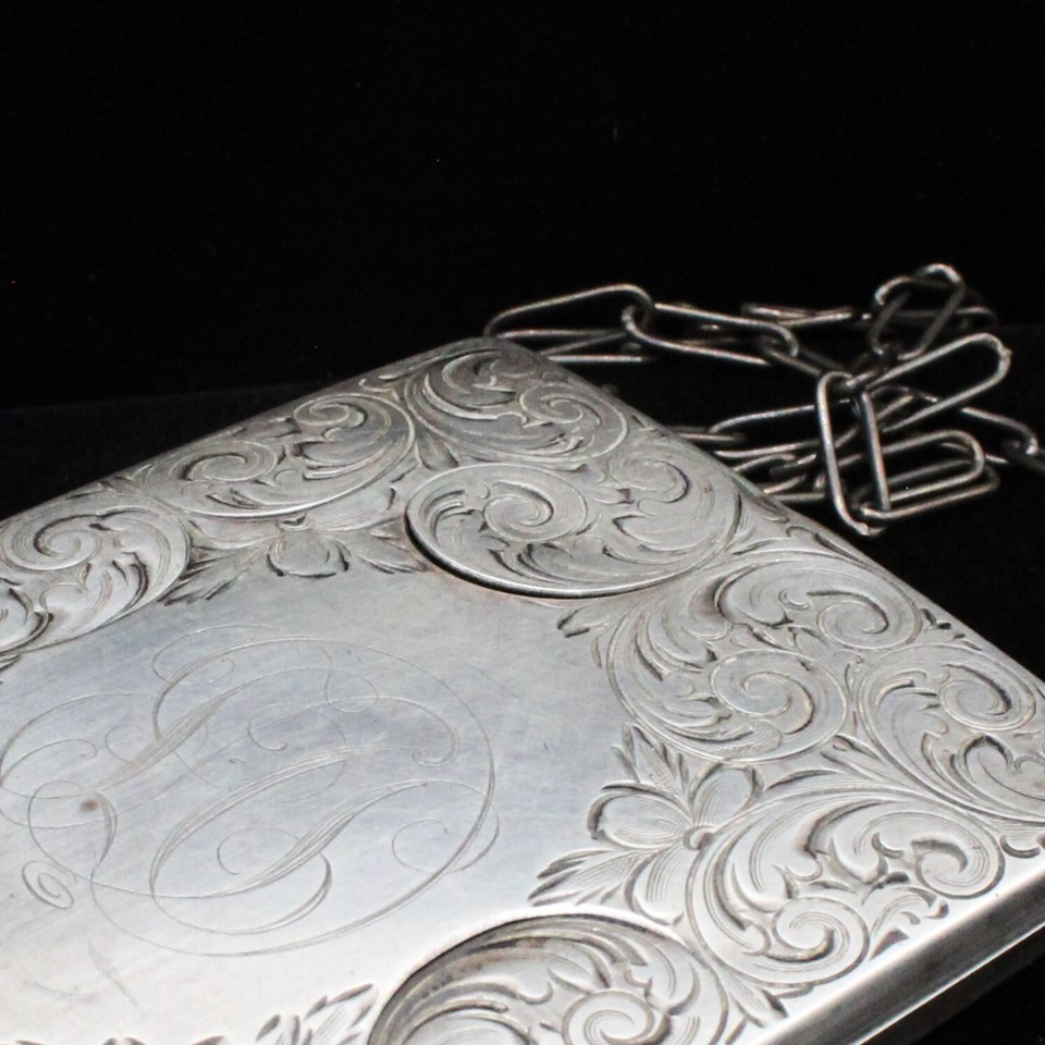 Antique Engraved Sterling Silver Sovereign Coin Case & Stamp Compact ...