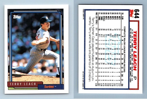 Terry Leach - Twins #644 Topps 1992 Baseball Trading Card | eBay