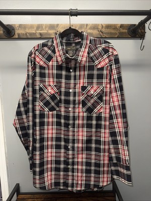 High Noon Casual Long Sleeve Button Down Shirt Pearl Snap - Size Large ...