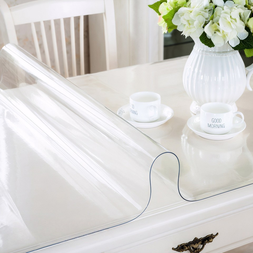1.5mm Waterproof PVC Tablecloth Transparent Table Cover Soft Glass ...