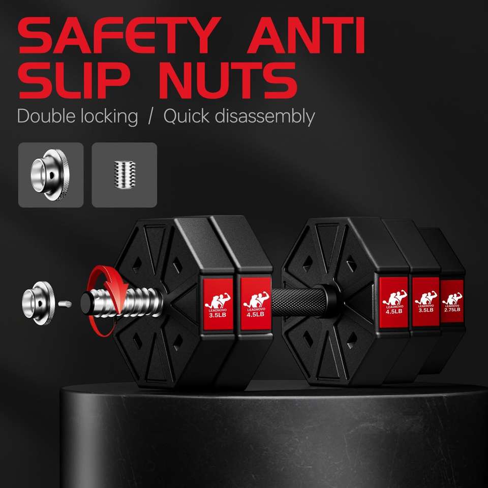 Adjustable Weights Dumbbells Set, 44Lbs 66Lbs 88Lbs 3 in 1 Adjustable ...