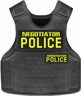 NEGOTIATOR POLICE 2EMBROIDERY PATCHE 4X10 AND 2X5 HOOK ON BACK YELLOW ...