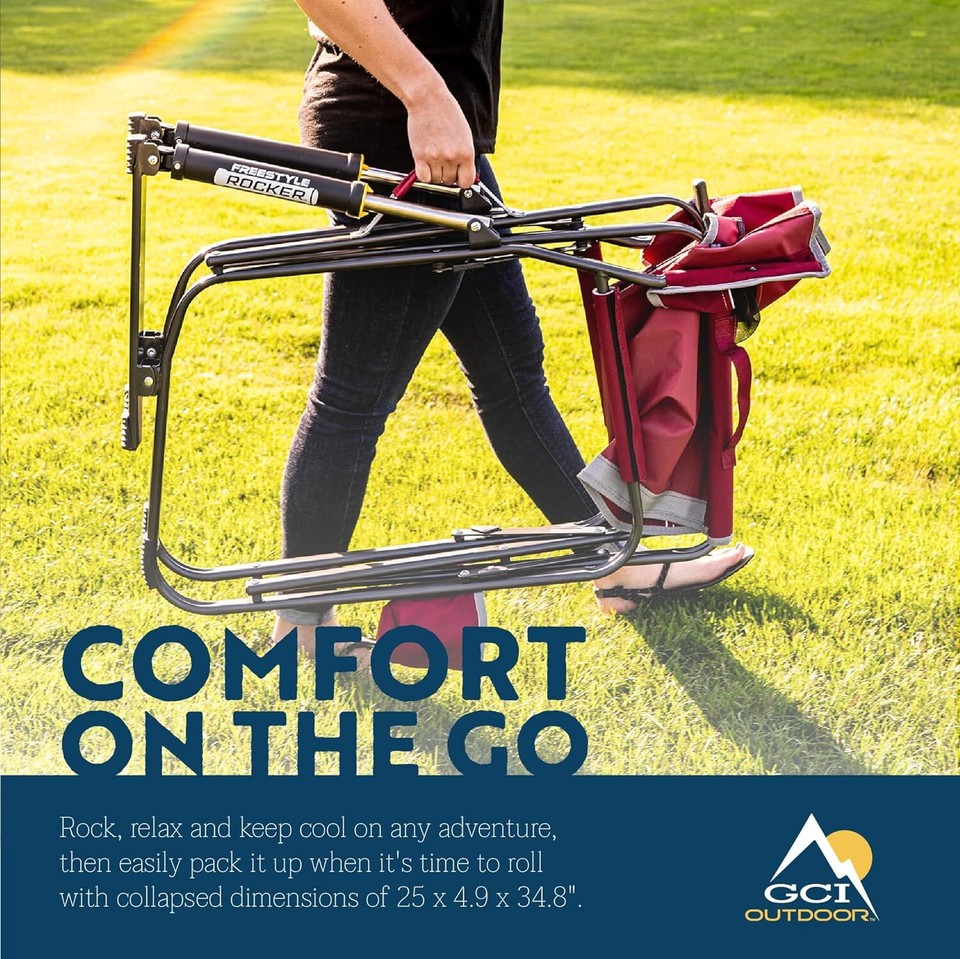 GCI Outdoor Rocker Camping Chair Freestyle Rocker, Red,12 Pounds | eBay