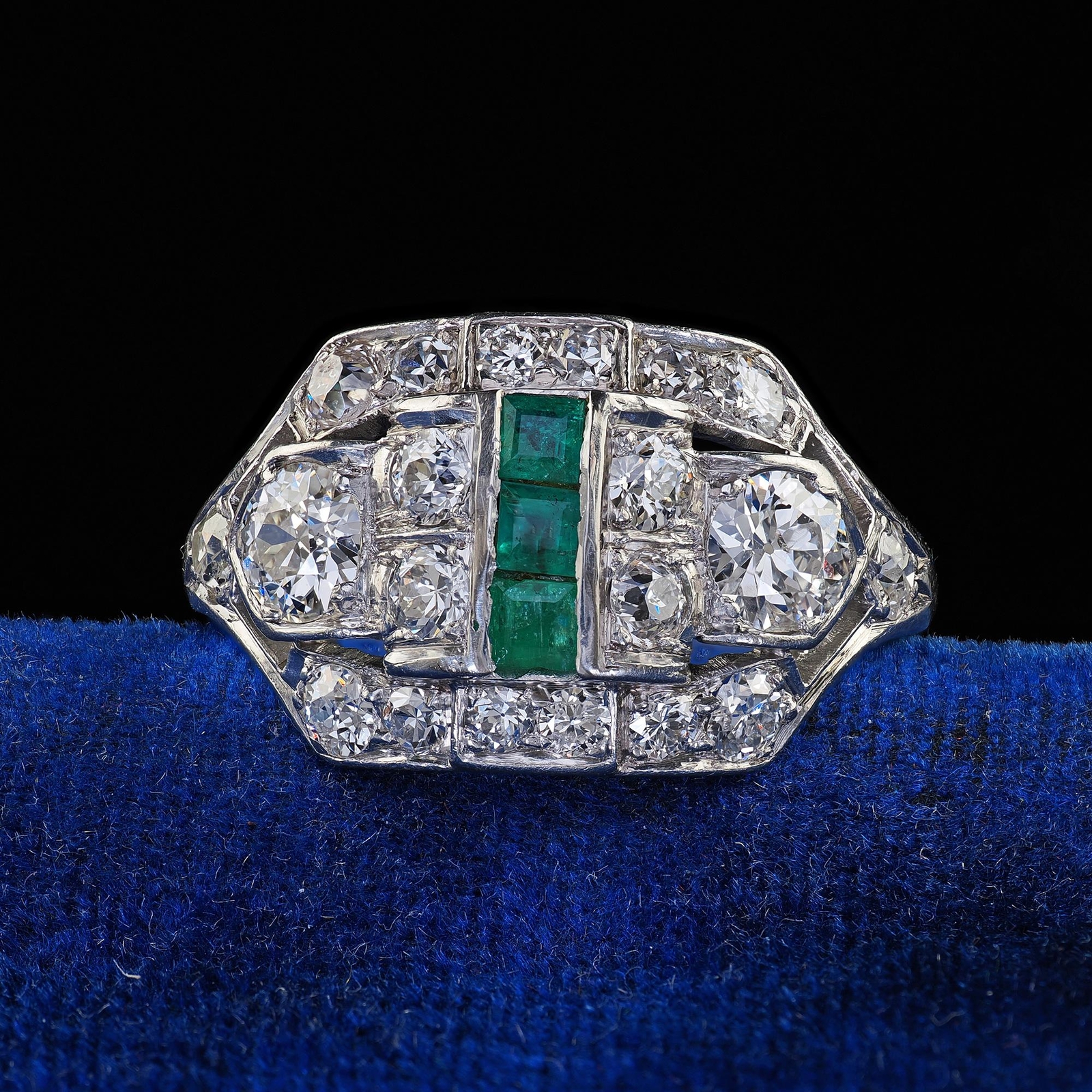 Antique Art Deco Birks Platinum Old European Cut Diam… - Gem