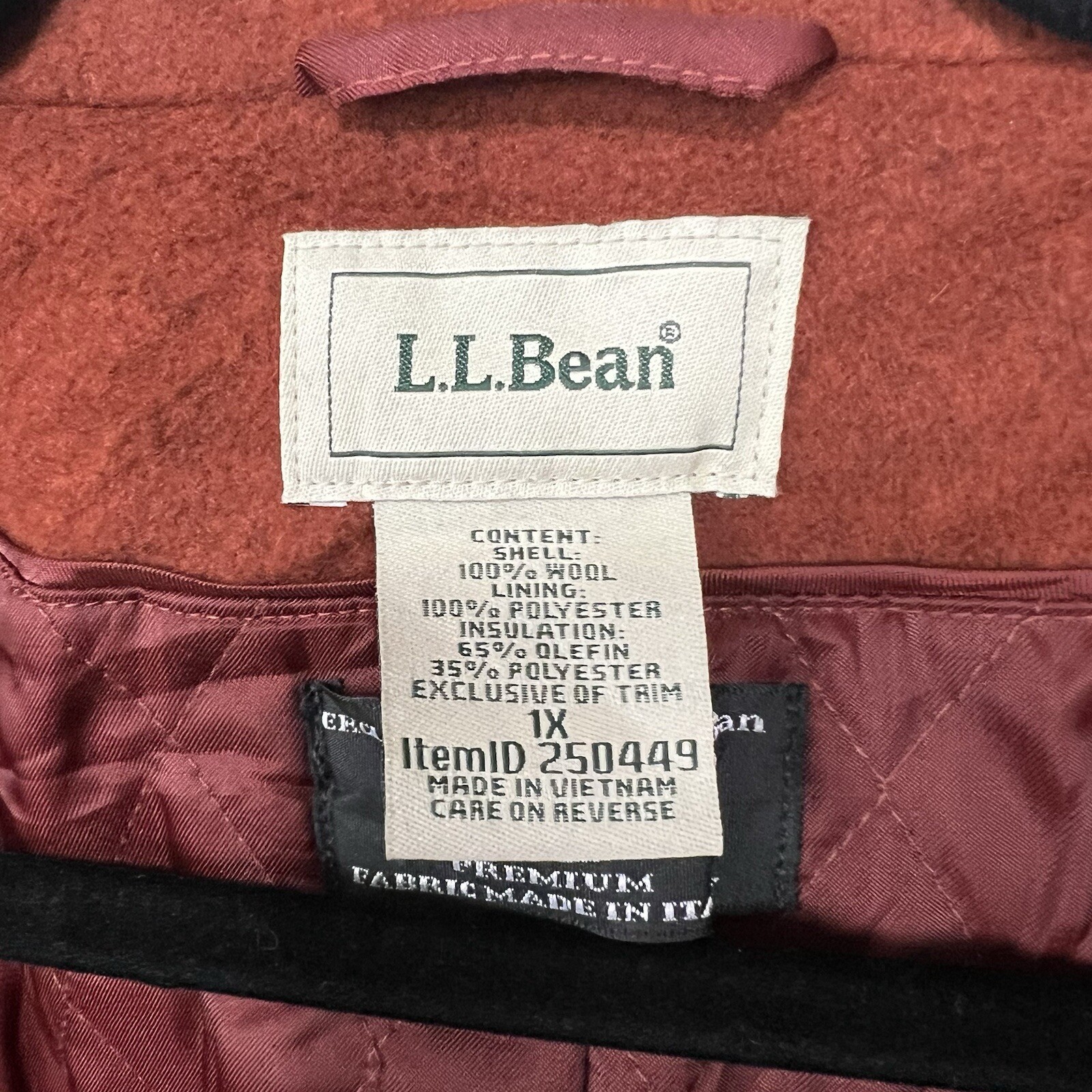 L.L. Bean Classic Lambswool Bellandi Peacoat Womens 1X Red Double Breasted NWOT | eBay