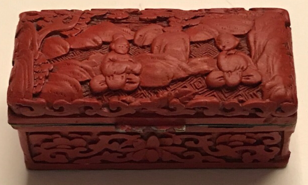 Antique Red Lacquered Chinese Stamp Box | eBay