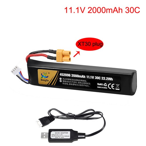 1x 11.1V 2000mAh 30C 3S XT30 Plug Lipo battery + USB for Electric ...