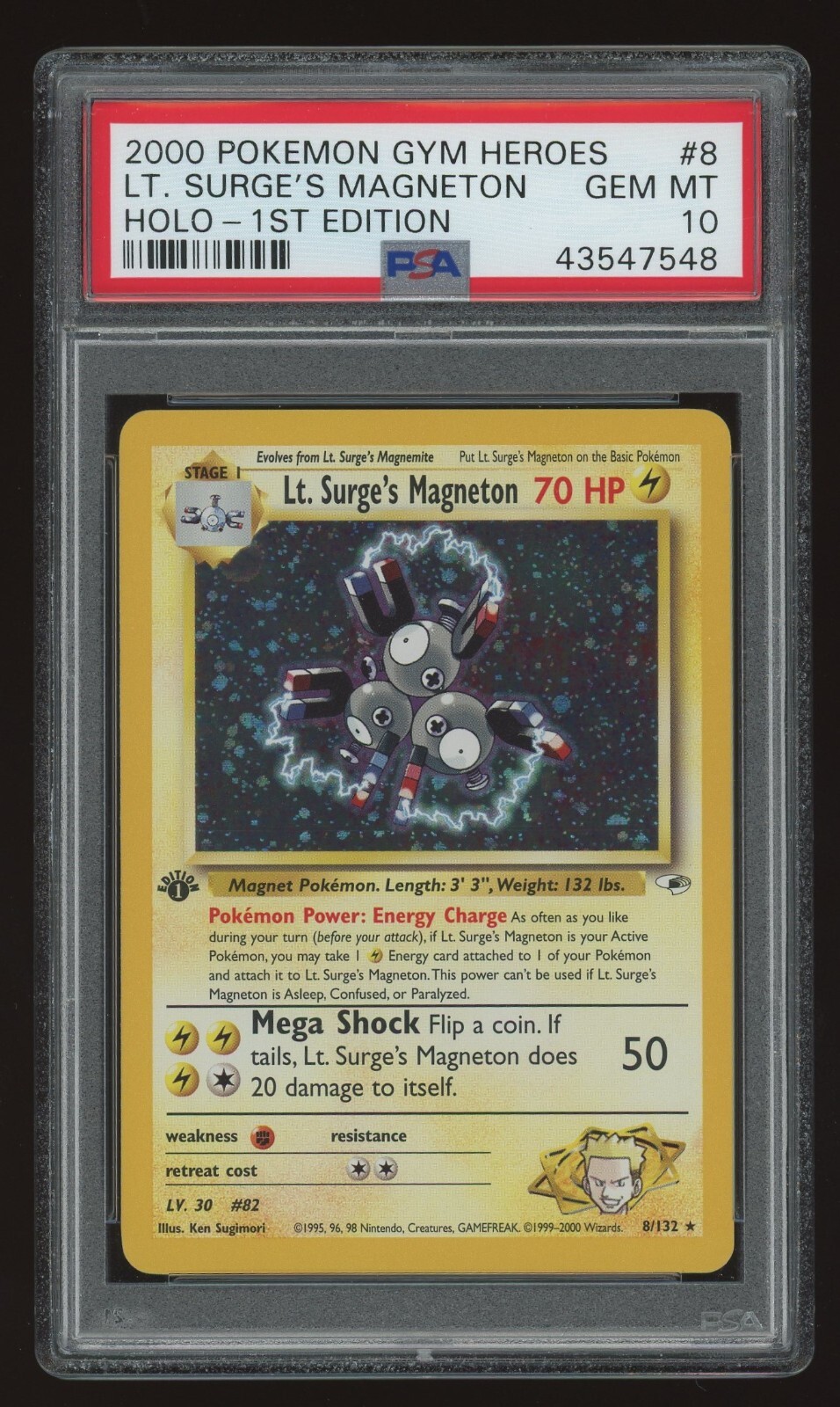 Pokemon 2000 Gym Heroes #8 LT. SURGE'S MAGNETON 1st Edition Holo PSA 10 ...