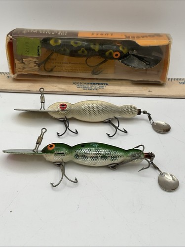 Lot Of 3 Vintage BOMBER Wood Water Dog Fishing Lures | eBay
