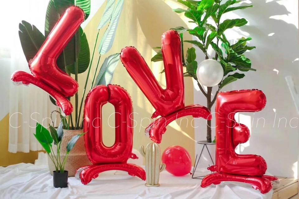 32" LOVE Letter Balloon Foil Balloons Stand Alone Valentine Day ...