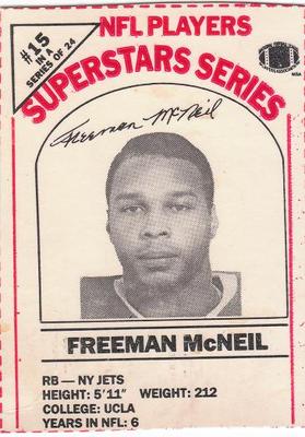 FREEMAN McNEIL 1986 NFL Superstars Series Milk card New York Jets EX ...