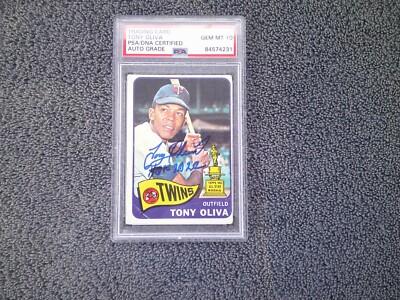 TONY OLIVA 1965 TOPPS CARD SIGNED GEM MINT 10 CARD PSA/DNA COA | eBay