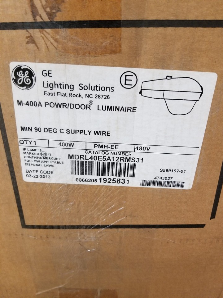 GE Lighting MDRL40E5A12RMS31 M-400A POWR/DOOR Luminaire 400w PMH-EE ...