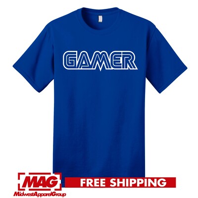 GAMER SEGA FONT BLUE T-SHIRT Gaming Shirt Tee Sonic Retro Video Game ...