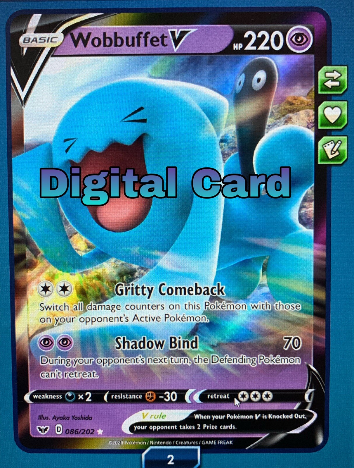 Wobbuffet V 086/202- Pokemon Card - TCG Online Digital Fast Trade | eBay