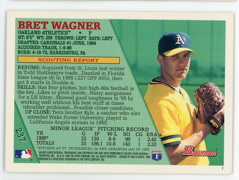 1996 Bowman Baseball Foil #237 Bret Wagner | eBay