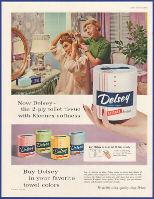 Vintage 1955 KLEENEX DELSEY Toilet Paper Tissue Bathroom Decor 1950's ...