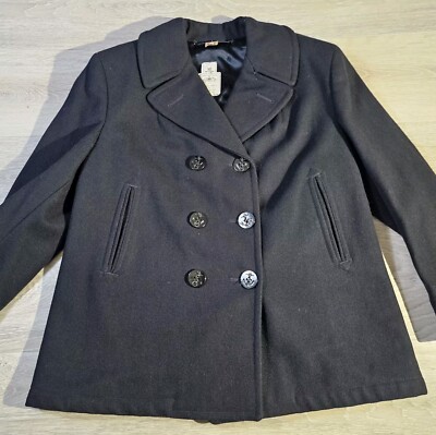 DSCP Sterlingwear Heavy Peacoat Womens 16S Black Wool Coat Military ...