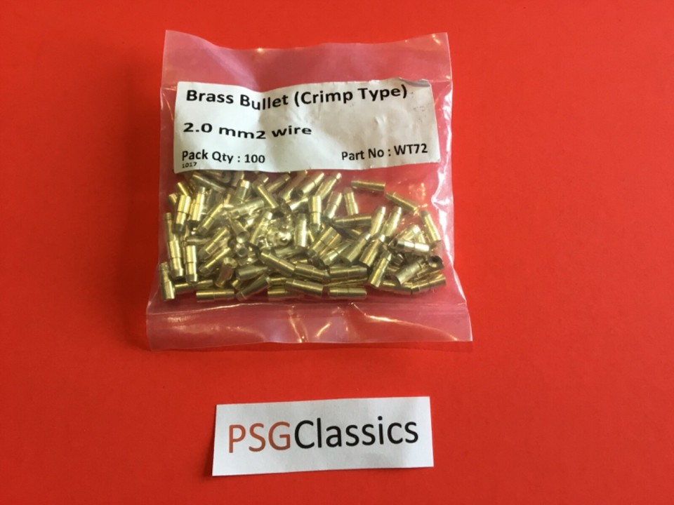 x100 Wiring Lucas Brass Bullet Electrical Connectors Crimp 2.00mm ...