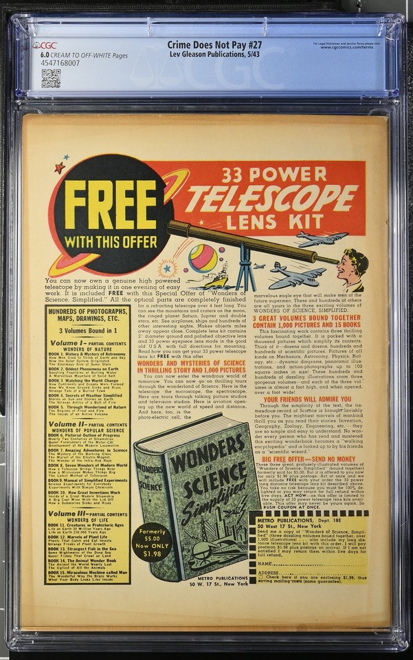 Crime Does Not Pay #27 - Lev Gleason Publications 1943 CGC 6.0 | eBay