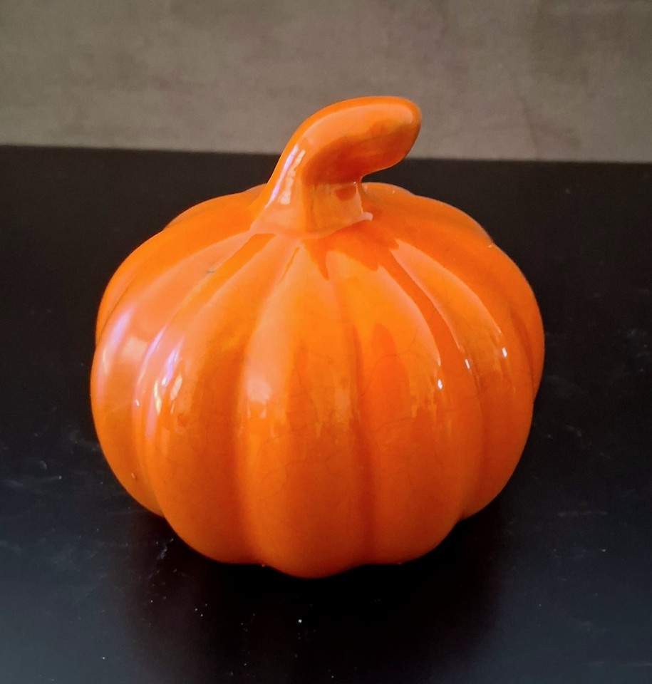 Ceramic Orange & Gold Pumpkin | Thanksgiving/Halloween/Holiday Home ...