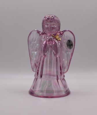 Vintage Fenton Glass Praying Angel Figurine Pink Iridescent Gold ...