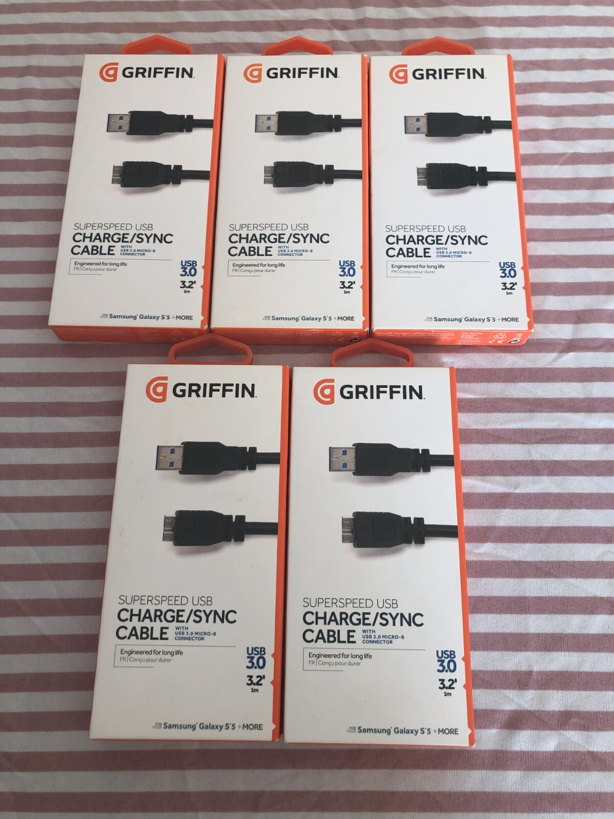 Lot Of 5 Griffin USB 3.0 Micro-B Charge/Sync Cable for Samsung | eBay