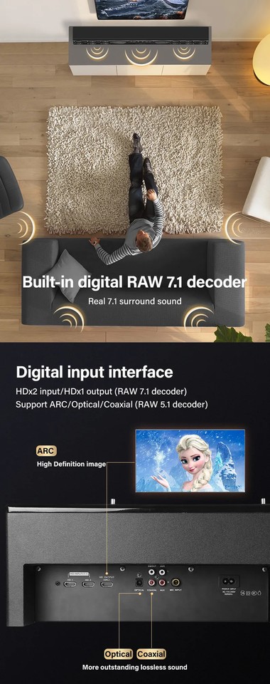 7.1 Active HD Sound Bar Home Theater System Hypersound with Digital IA-6130HD | eBay