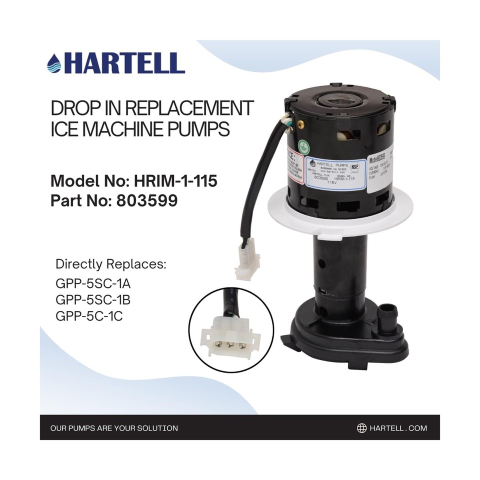 HARTELL HRIM-1-115 Replacement Ice Machine Pump, Replaces GPP-5SC-1A ...