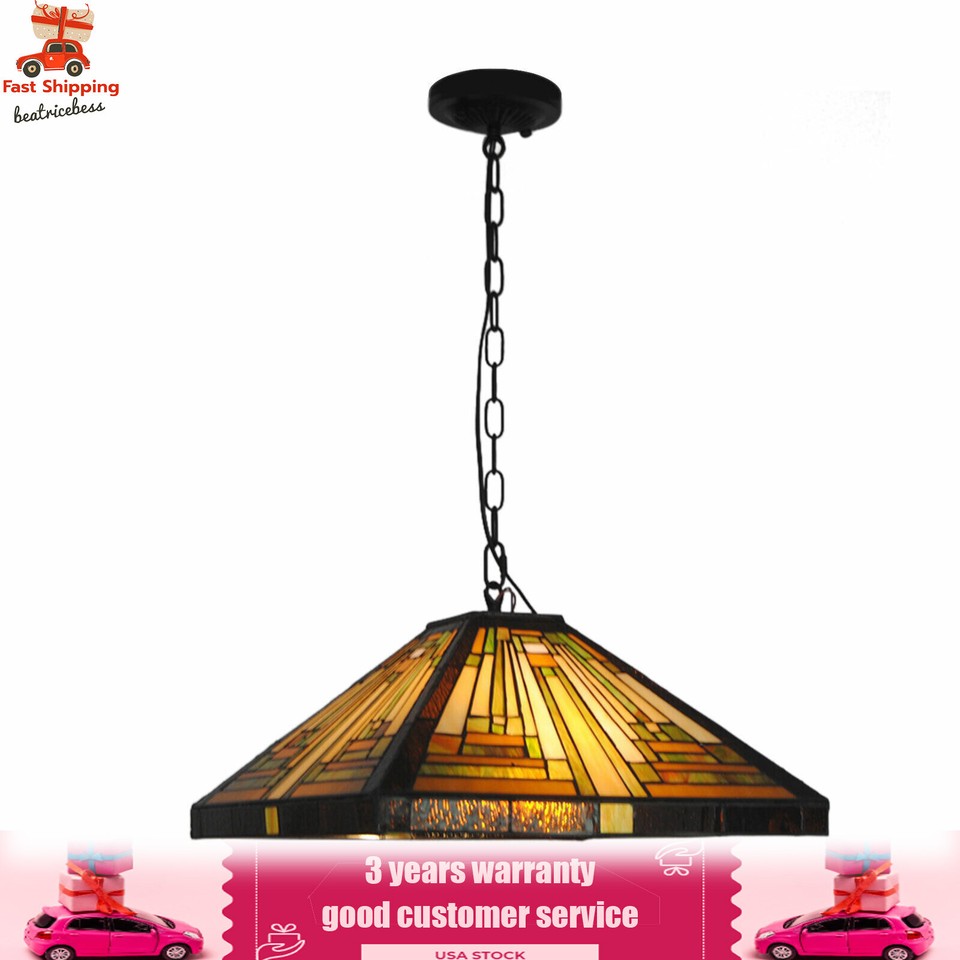 Vintage Hanging Tiffany Style Stained Glass Light/Lamp Ceiling Pendant ...