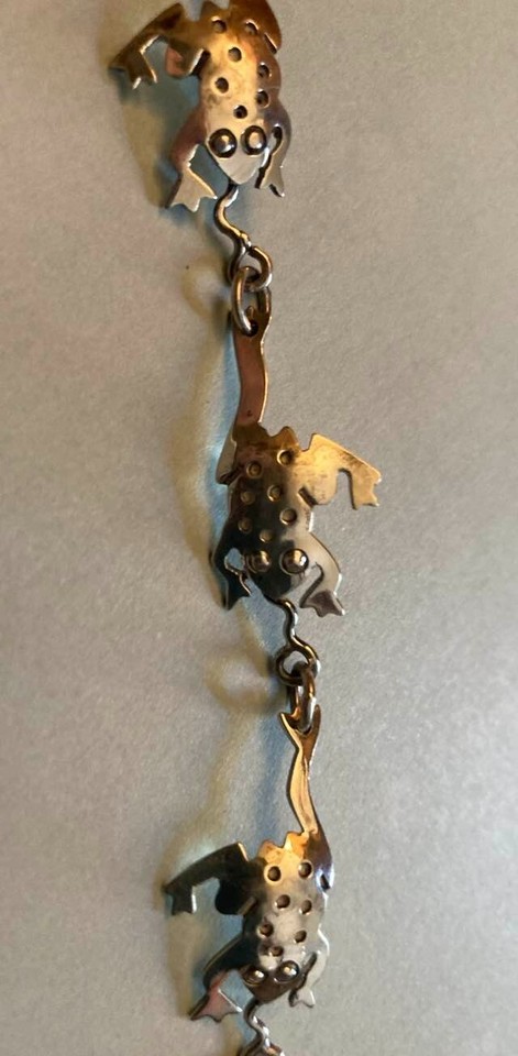 AWESOME!! STERLING SILVER FROG CHAIN BRACELET 7-7.5" | eBay