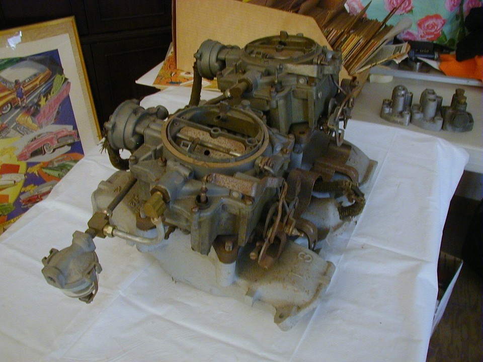 1955 1956 packard factory 2x4 duel quad cast iron intake 440856 v8 352 ...
