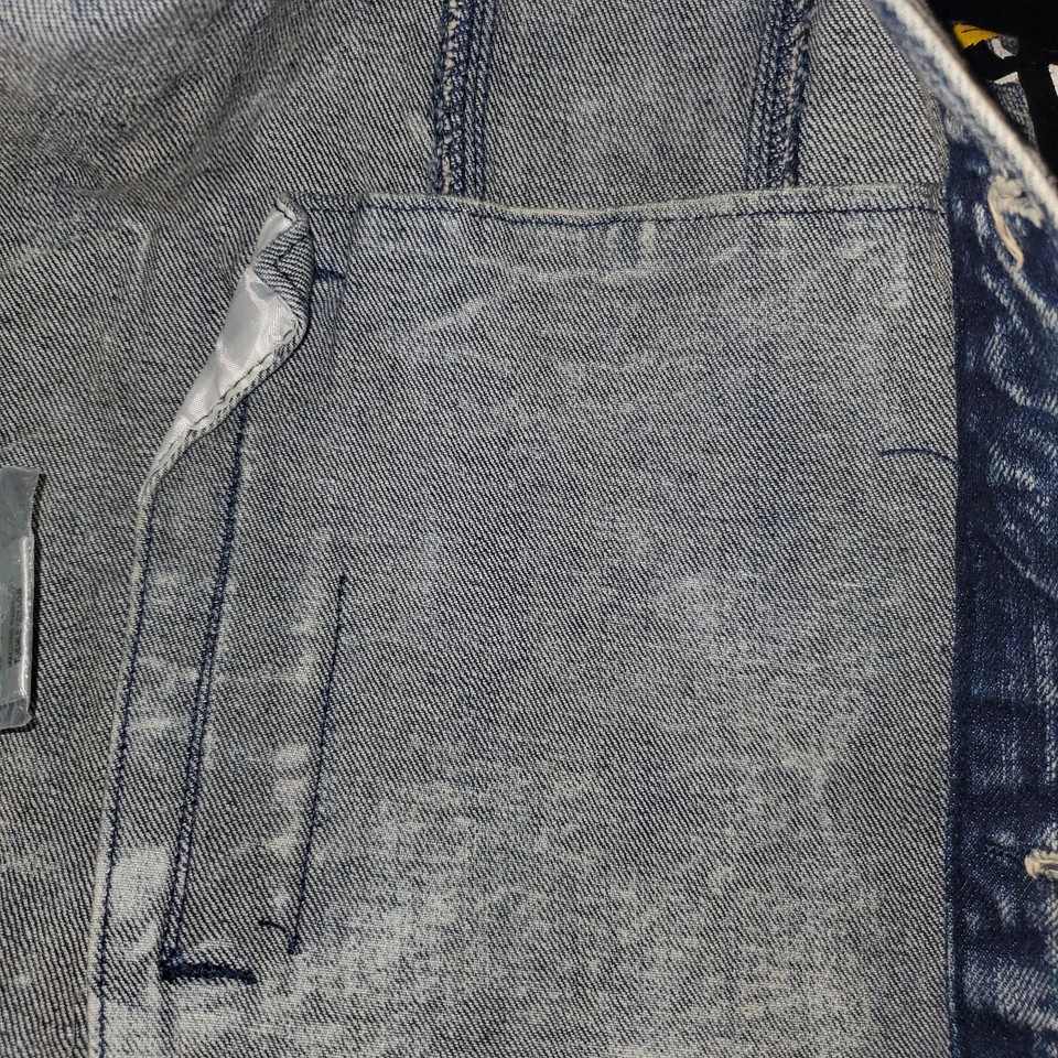Reason Designed In NYC Men’s Denim Jacket Skeleton Flames Motorcycle ...