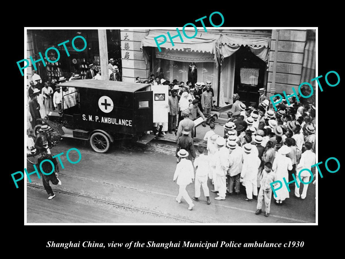 OLD POSTCARD SIZE PHOTO SHANGHAI CHINA THE SHANGHAI POLICE AMBULANCE ...