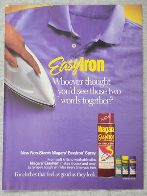 1998 Magazine Advertisement Page Niagra Easy Iron Non-Starch Spray ...