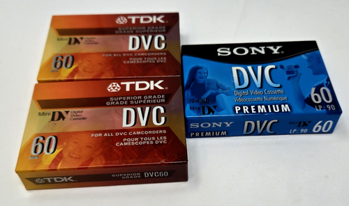 Lot of 3 DVC 60 Mini Digital Camcorder Video Cassette Tapes ~TDK & Sony ...
