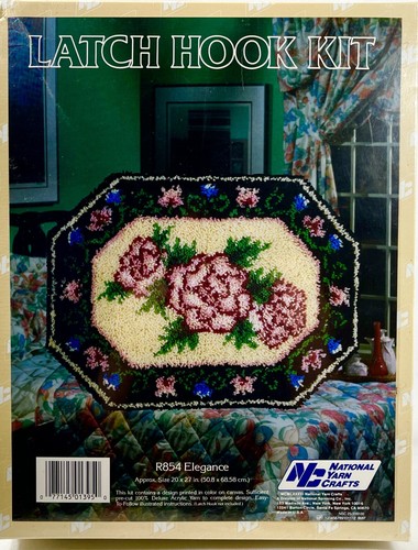 NEW 1986 National Yarn Crafts Elegance R854 Latch Hook Rug Kit 20x27 Vintg 13778 | eBay
