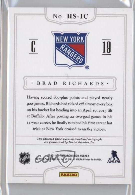 2013-14 Panini Dominion Hand Signed /25 Brad Richards #HS-IC Auto | eBay